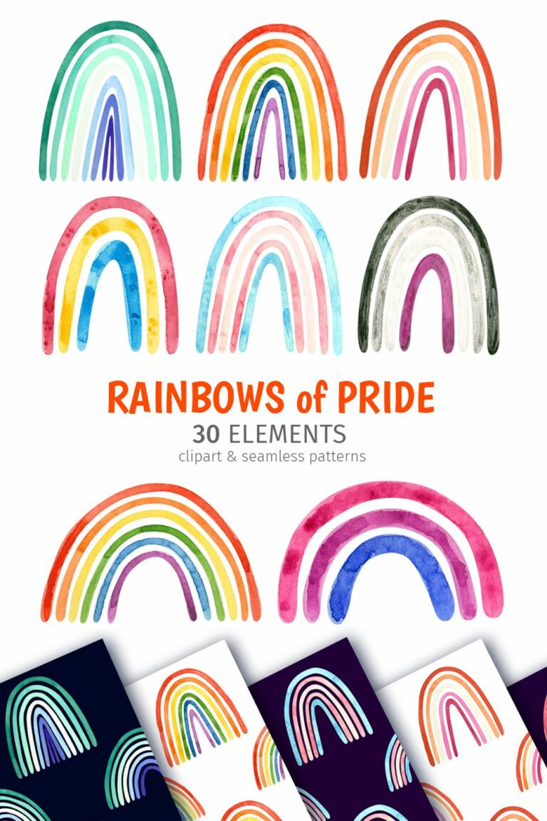 LGBTQIA Pride Month, Rainbow Clipart and Seamless Patterns. Asexual ...