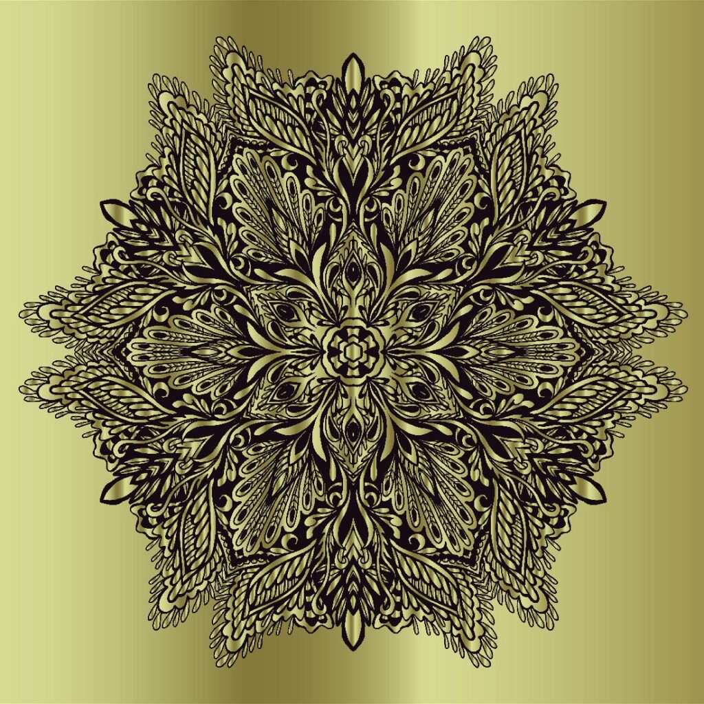 Set of 4 Golden Mandala art pattern Vectors - MasterBundles