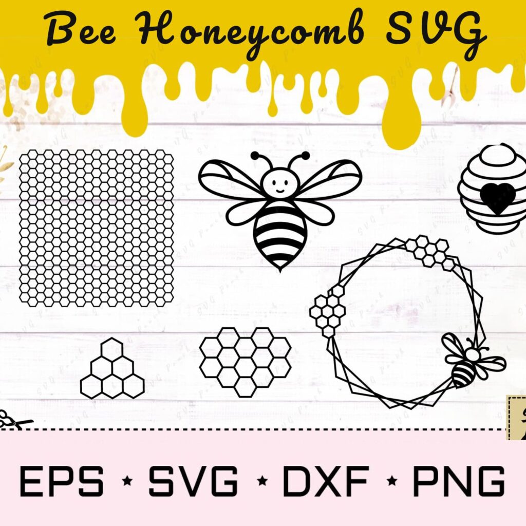 Bee Honeycomb SVG, Beehive and Drips Set - MasterBundles