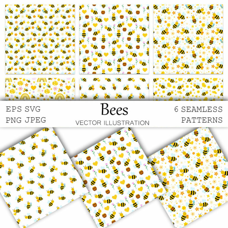Bees pattern. Honey pattern. Bee SVG – MasterBundles