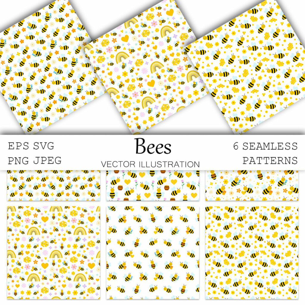 Bees pattern. Honey pattern. Bee SVG – MasterBundles