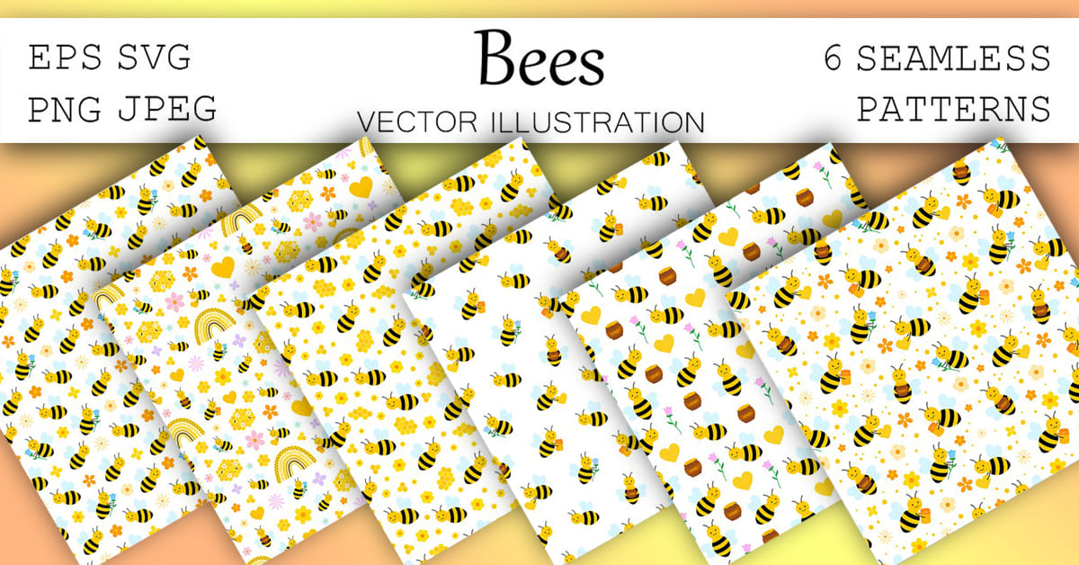 Bees pattern. Honey pattern. Bee SVG – MasterBundles