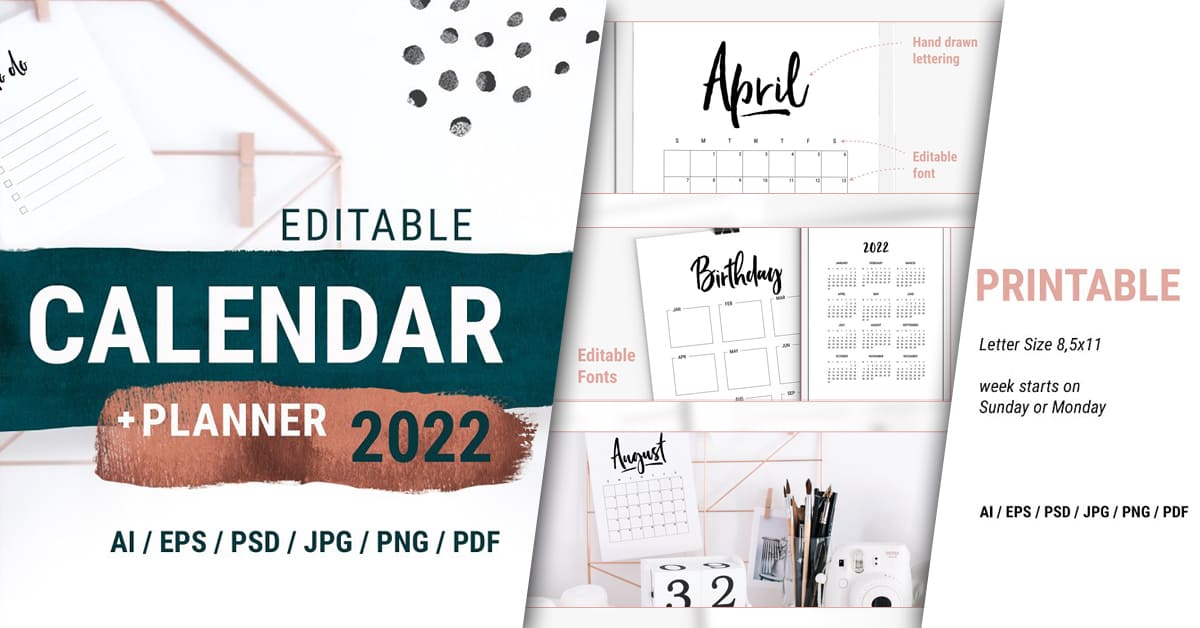 Calendar 2022 Planner – MasterBundles