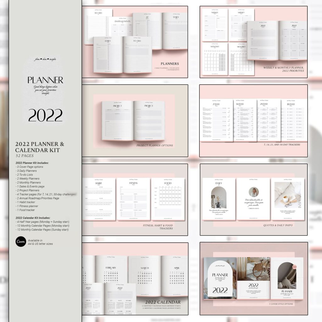 Canva Planner & 2022 Calendar Kit v3 – MasterBundles