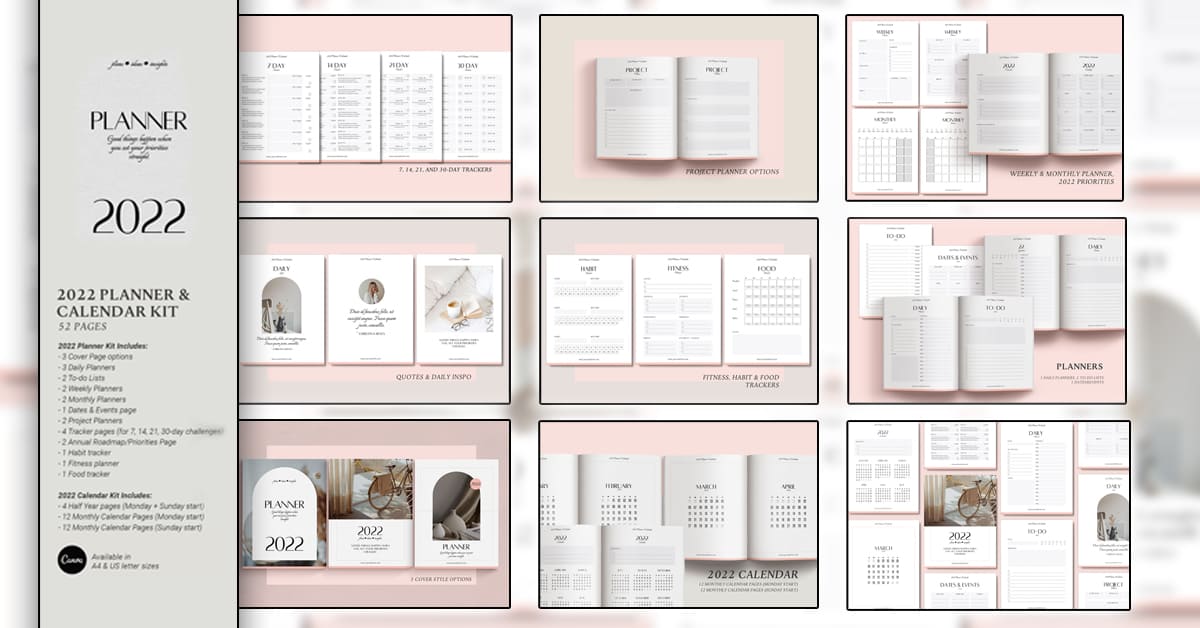 Canva Planner & 2022 Calendar Kit v3 – MasterBundles
