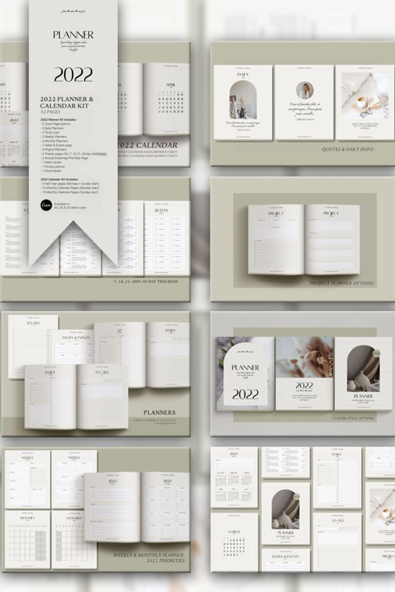 Canva Planner & 2022 Calendar Kit v4 – MasterBundles