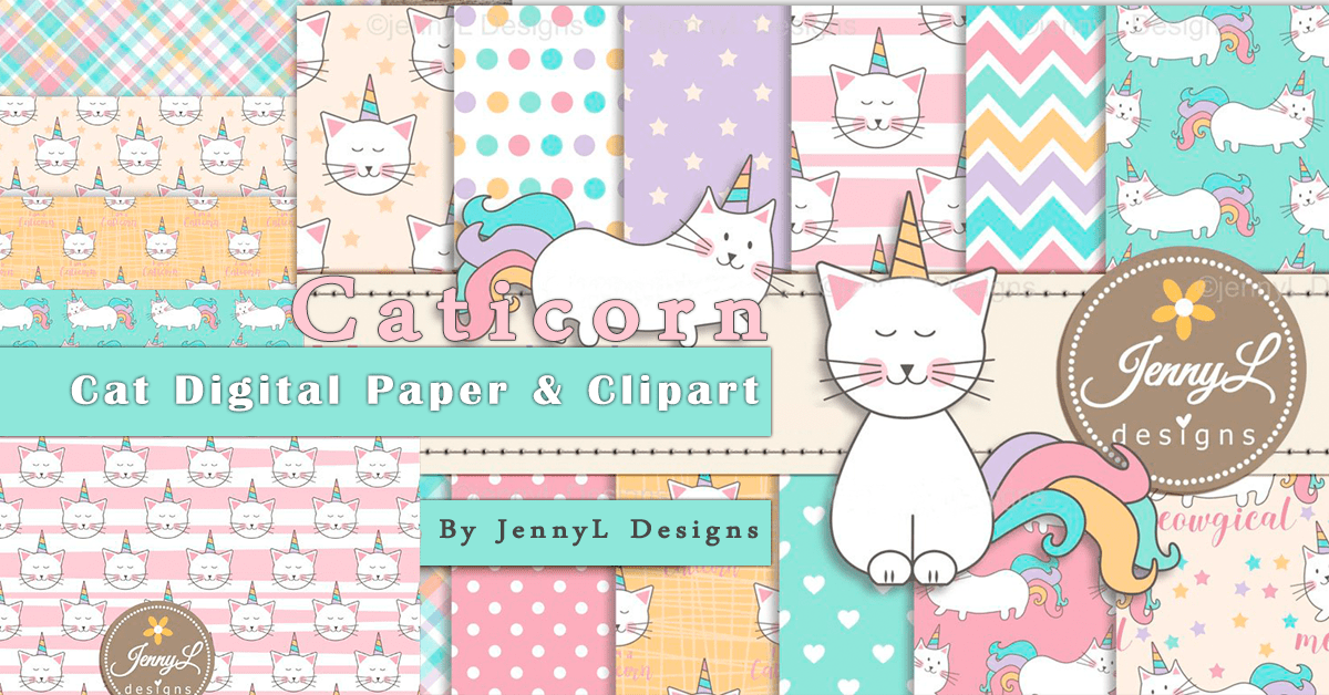 Caticorn Cat Digital Paper & Clipart – MasterBundles