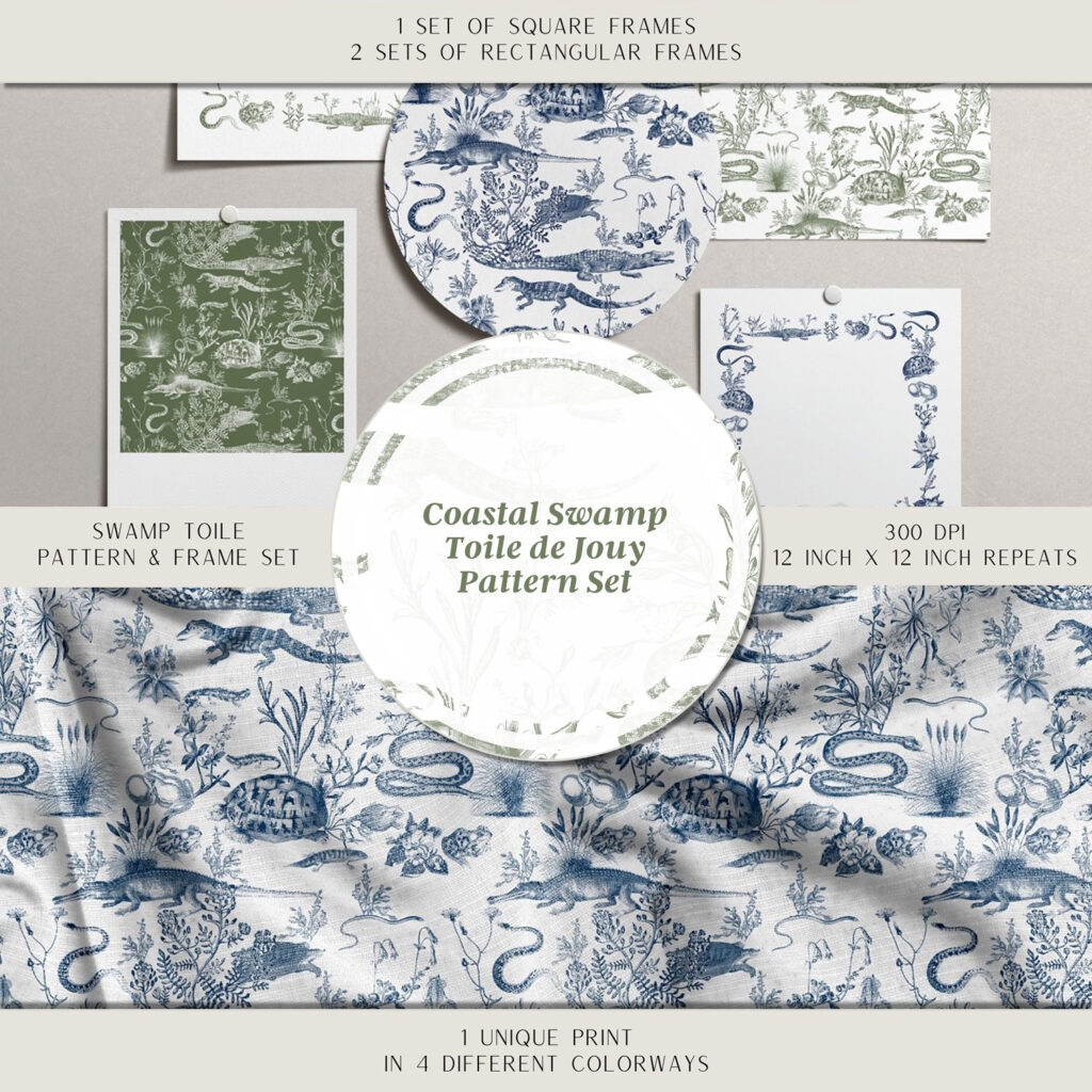 Coastal Swamp Toile Pattern & Border – MasterBundles