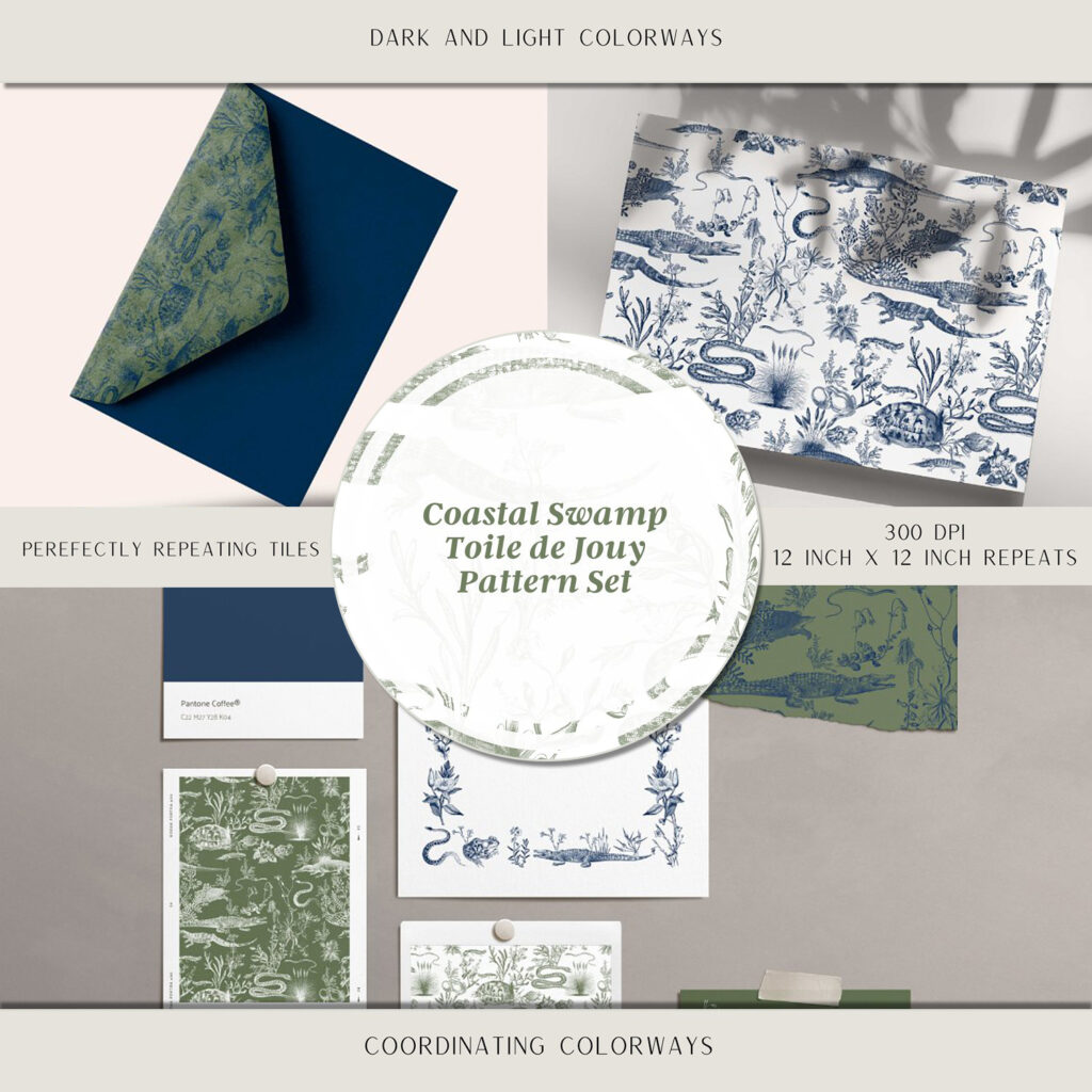 Coastal Swamp Toile Pattern & Border – MasterBundles