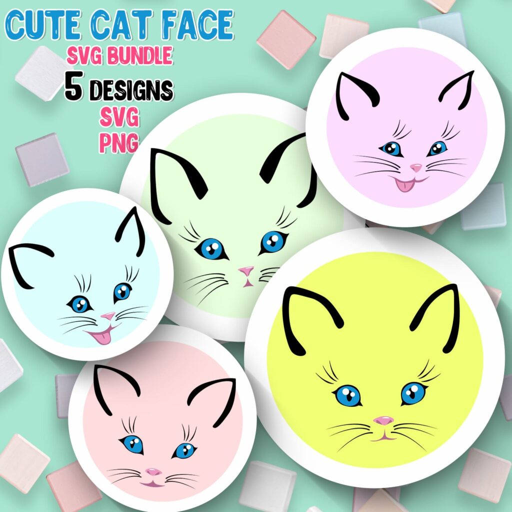 5 Cute Cat Face SVG Designs – MasterBundles