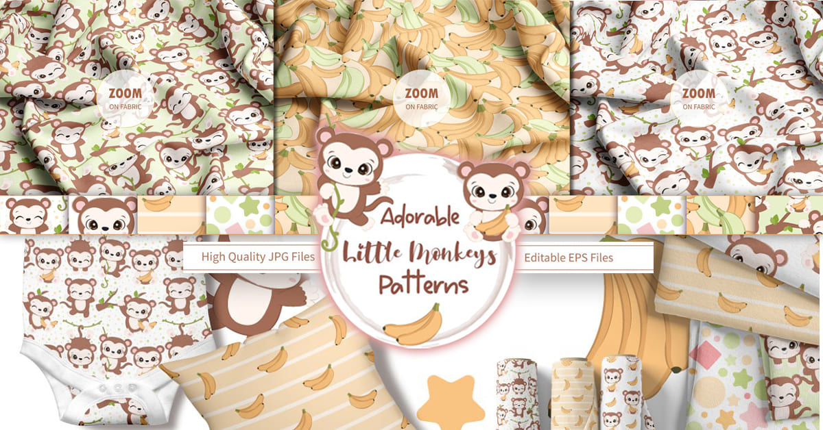 Cute Little Monkeys Seamless Pattern – MasterBundles