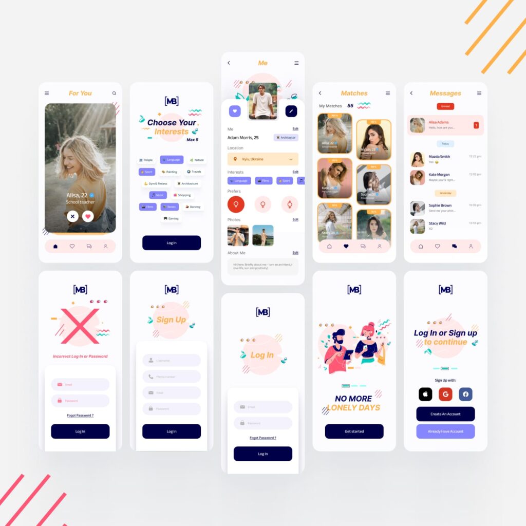 Dating App UI Kit Clean Style – MasterBundles