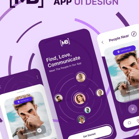 Purple Dating App UI Design | MasterBundles