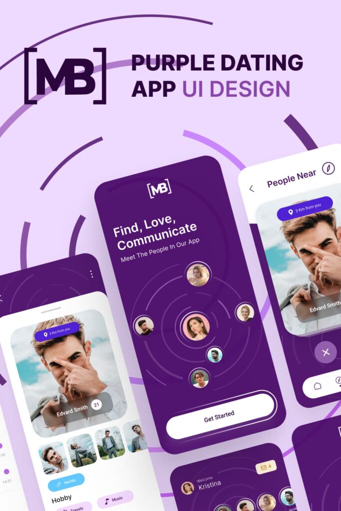 Purple Dating App UI Design – MasterBundles