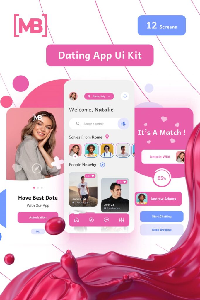 Dating App UI Kit Full - 12 Screens – MasterBundles