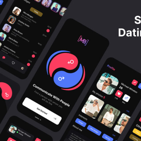 Dating App UI Concept Dark Style – MasterBundles