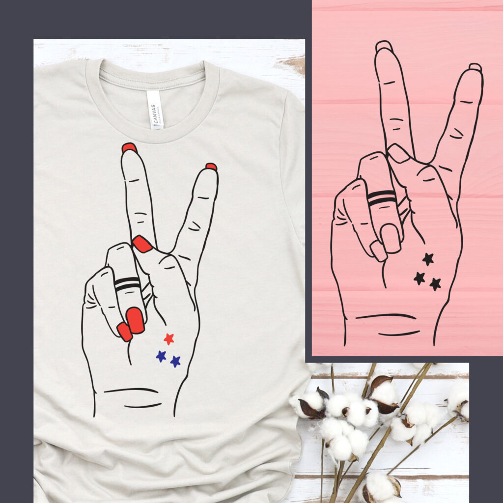Hand Peace Sign SVG (Floral Hand) - MasterBundles