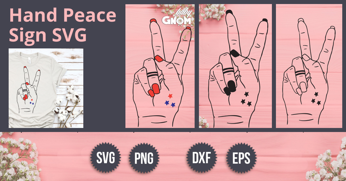 Hand Peace Sign SVG (Floral Hand) - MasterBundles