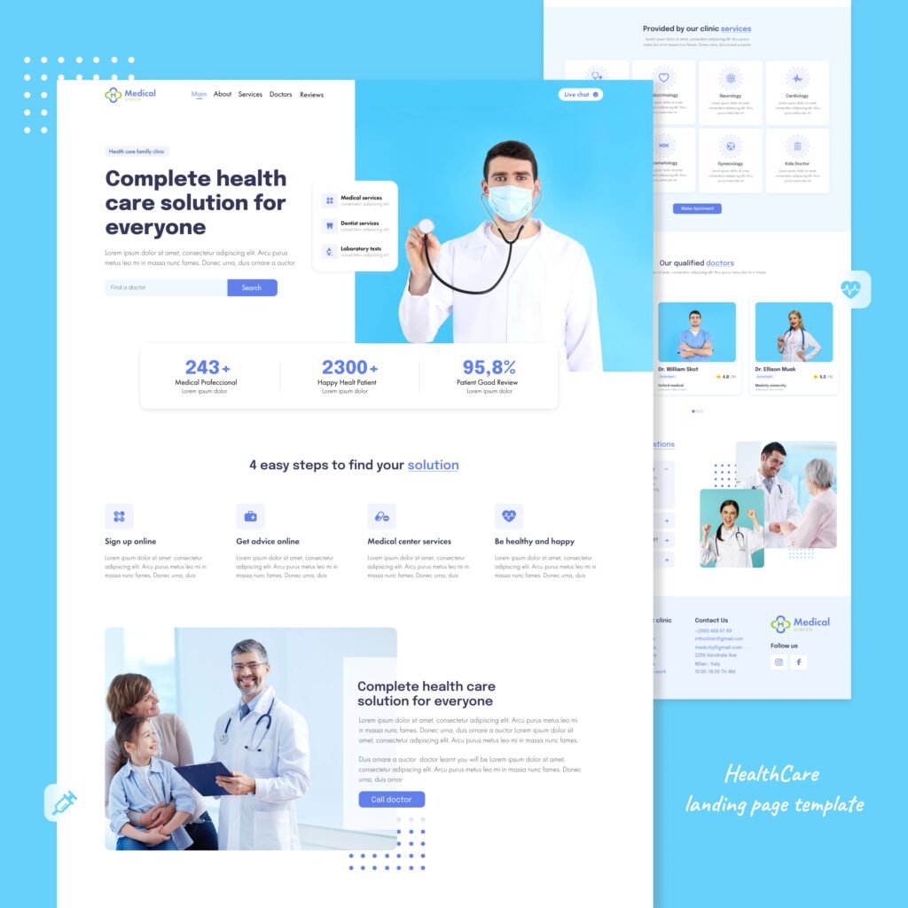 Modern Healthcare Landing Page Template – MasterBundles