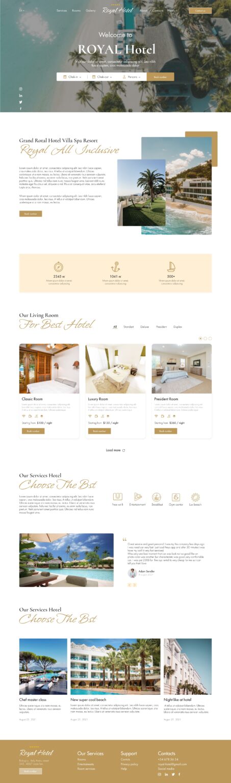 Clean Style Hotel Landing Page Template – MasterBundles