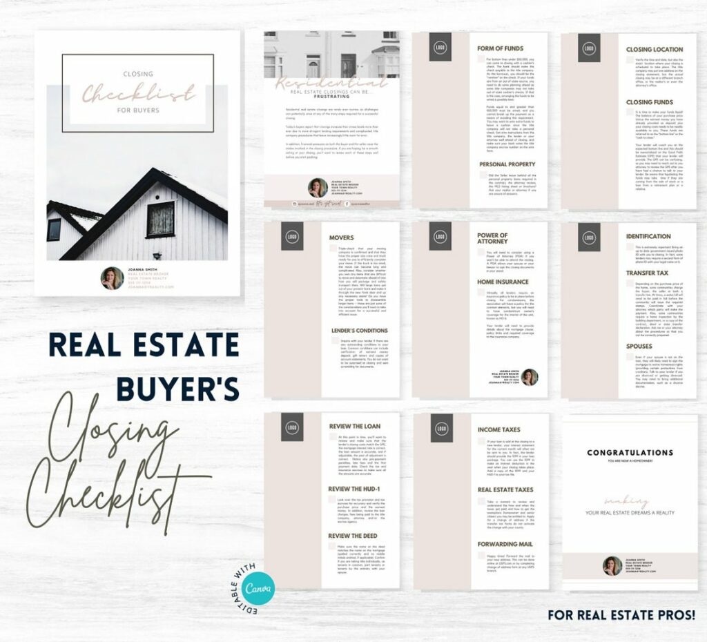 Real Estate Closing Checklist CANVA – MasterBundles