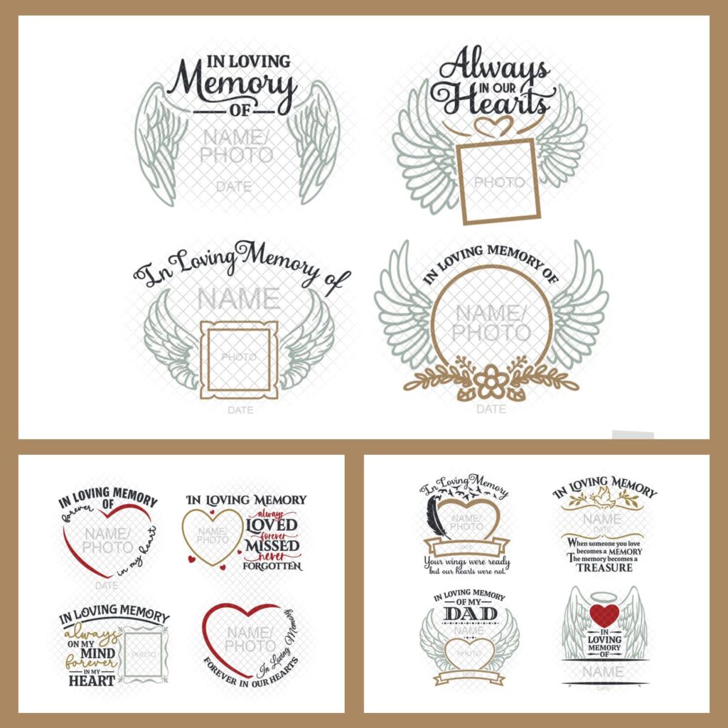 In Loving Memory SVG Bundle Frame Split with PNG, DXF, EPS – MasterBundles