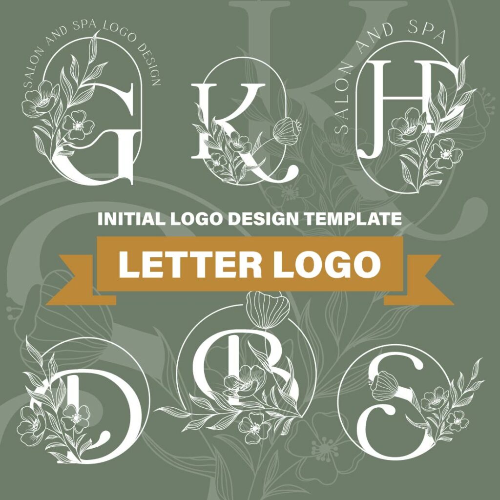 luxury initial logo design template with floral concept - MasterBundles