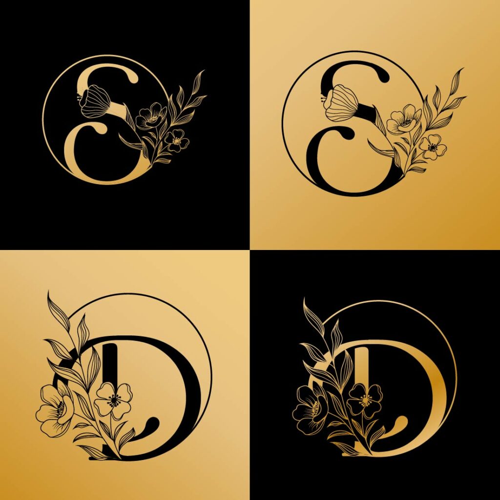 luxury initial logo design template with floral concept - MasterBundles