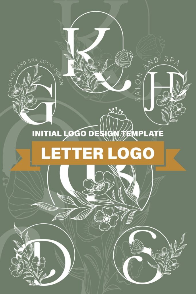 luxury initial logo design template with floral concept - MasterBundles