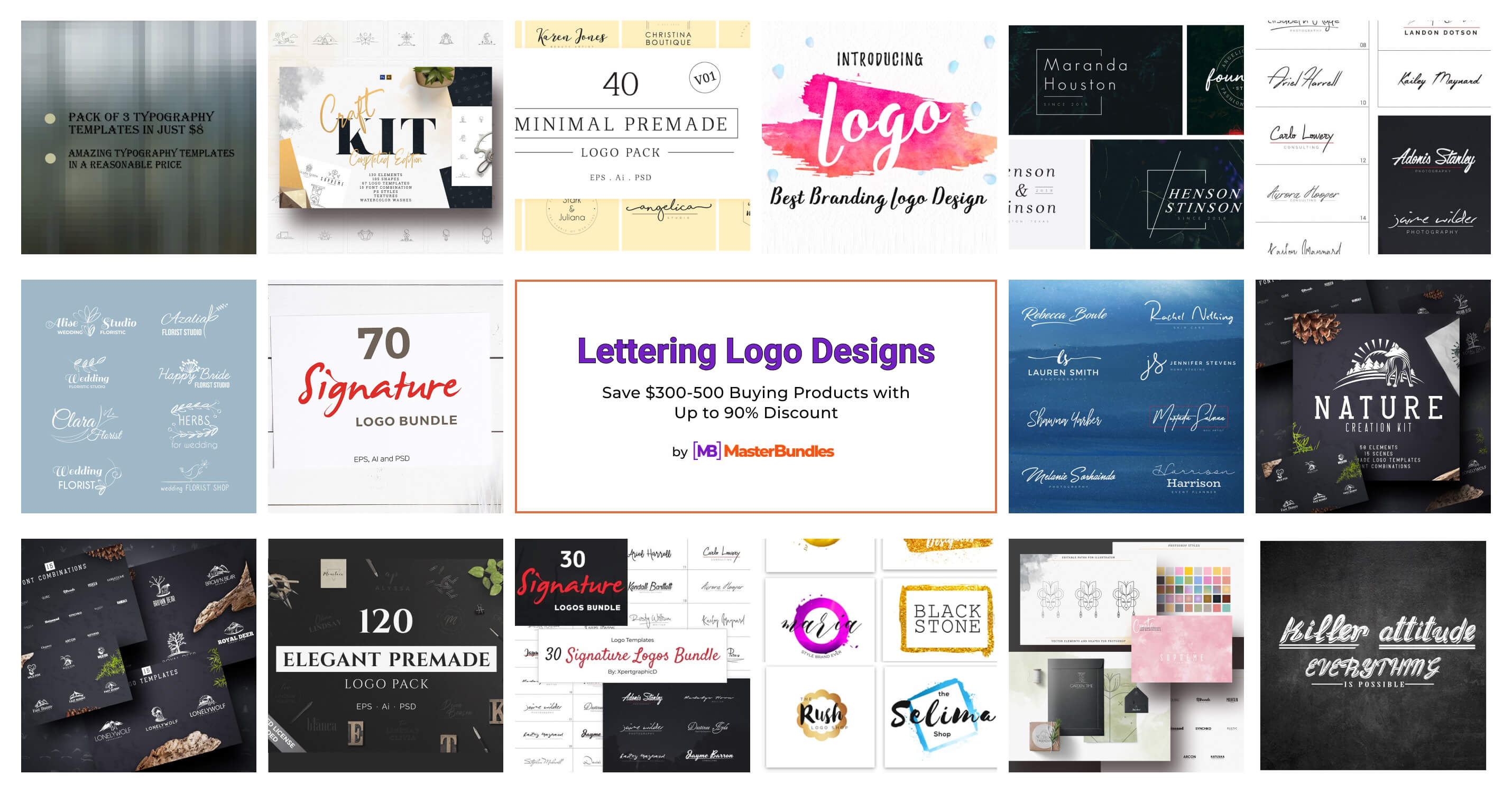 1014+ Lettering Logo Designs 2025 - MasterBundles