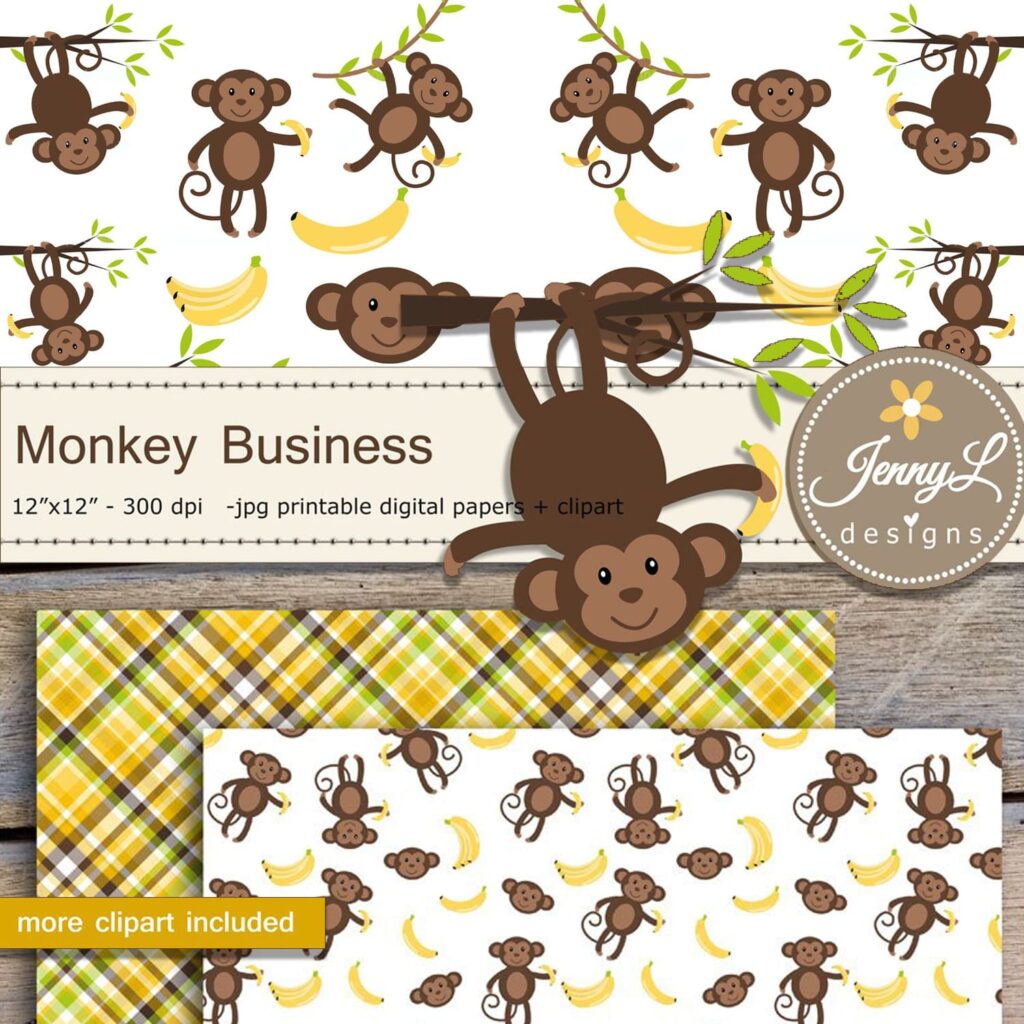 Monkey Digital Papers & Clipart – MasterBundles