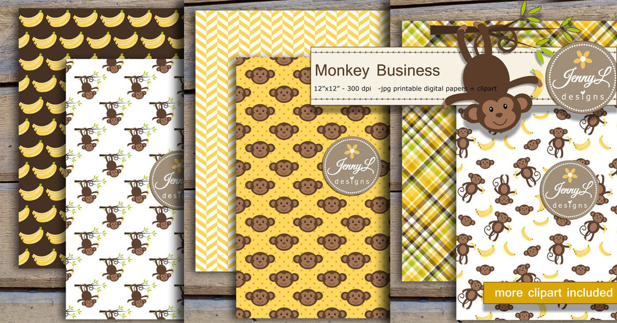 Monkey Digital Papers & Clipart – MasterBundles