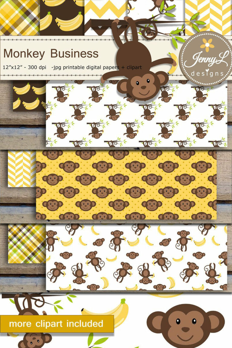 Monkey Digital Papers & Clipart – MasterBundles