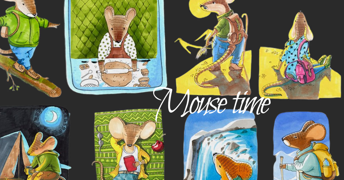Mouse Time. 15 Mice for Cards – MasterBundles