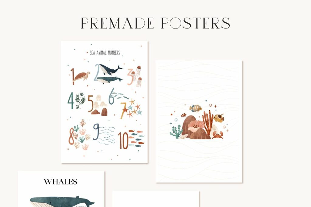 Ocean Animals: Colored & Outline – MasterBundles