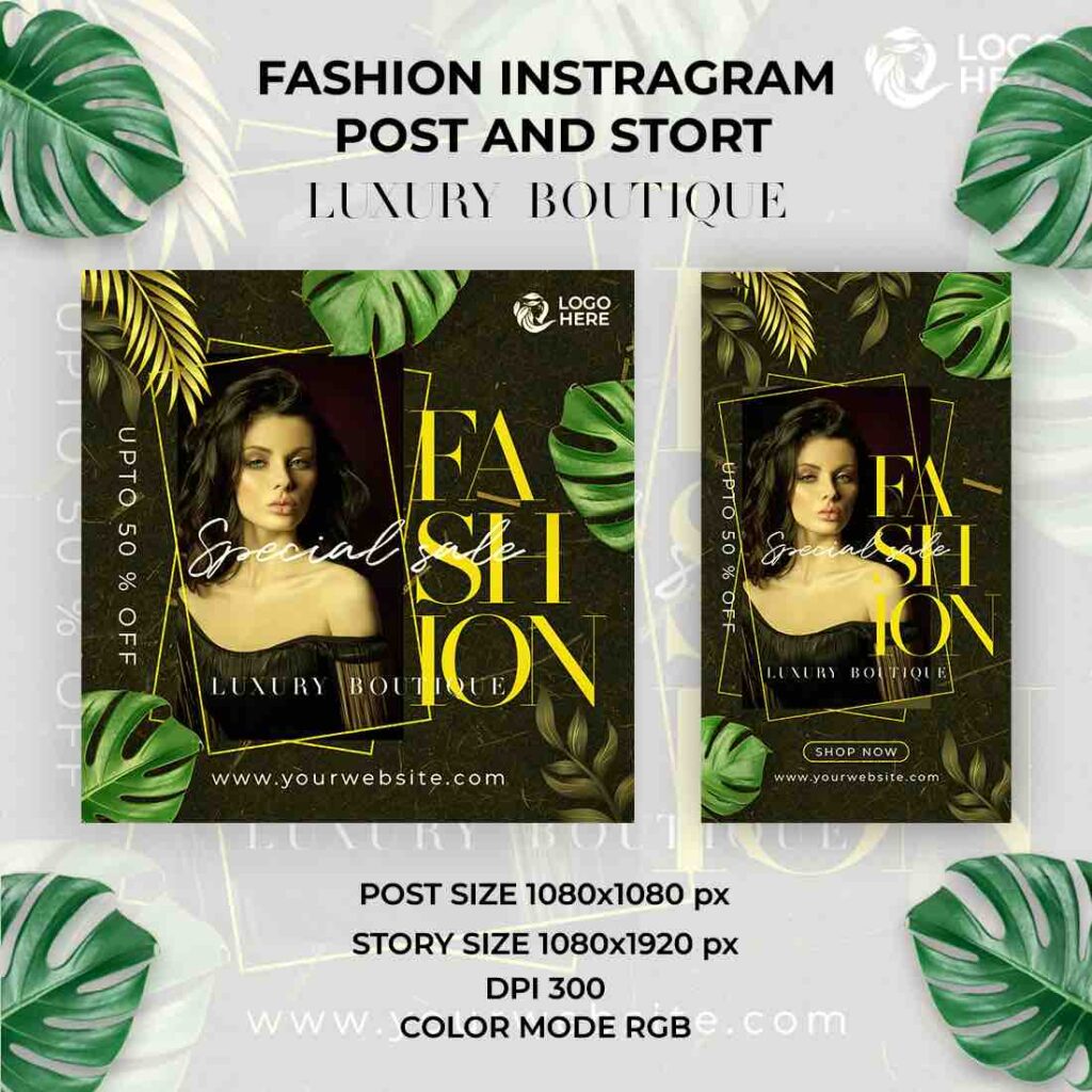 Fashion Instagram Post And Story Of Luxury Brand - MasterBundles