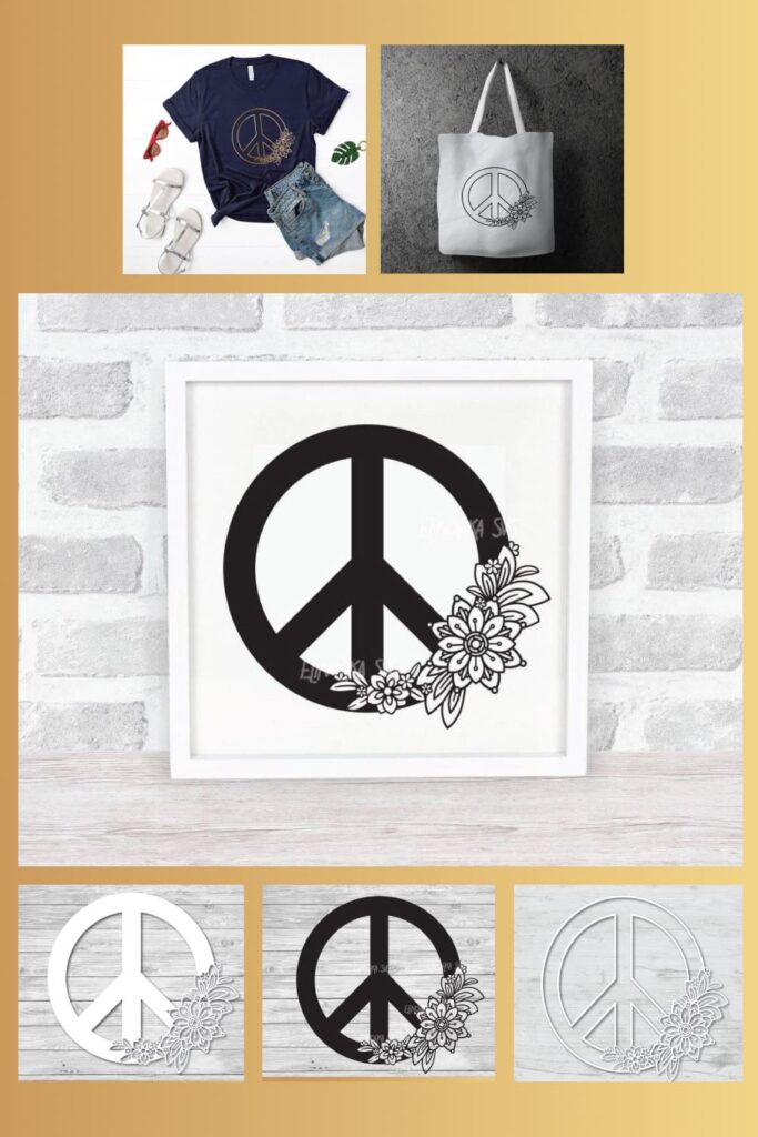 Peace Sign SVG | Floral Peace Symbol PNG Design – MasterBundles