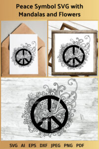 Peace Sign SVG | Peace Symbol SVG with Mandalas and Flowers – MasterBundles
