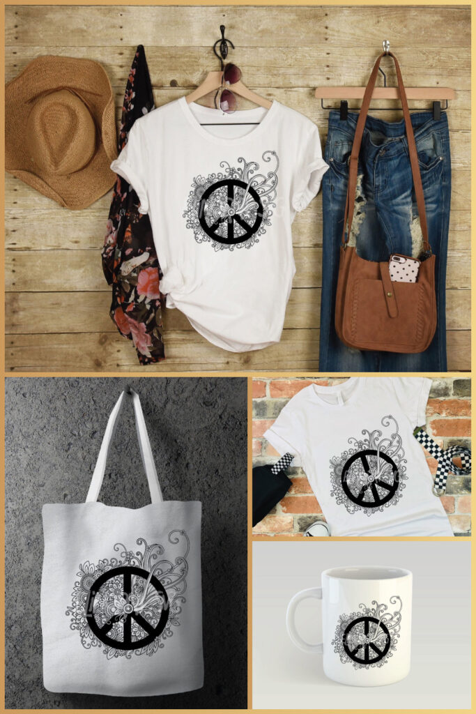 Peace Sign SVG | Peace Symbol SVG with Mandalas and Flowers – MasterBundles