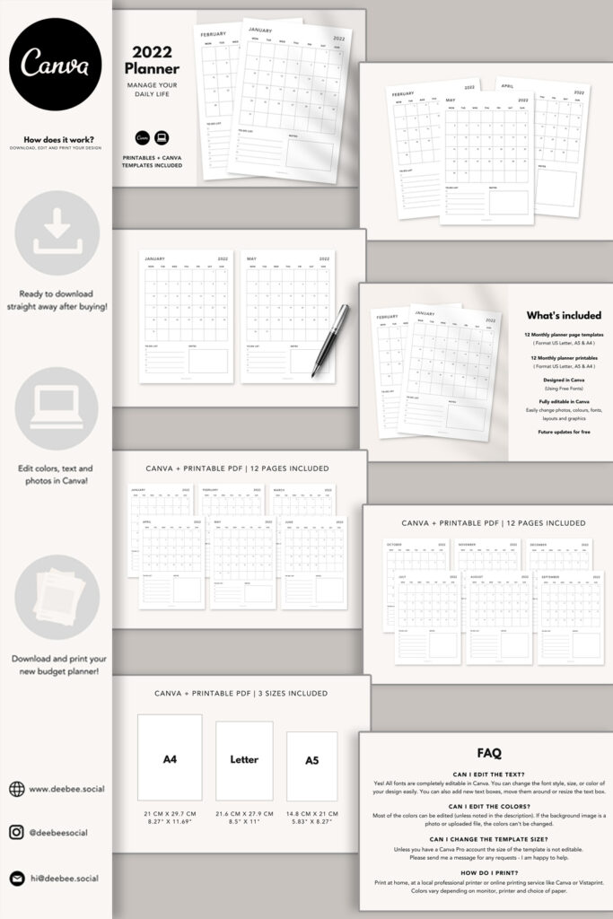 2022 Planner | Printables + Canva – MasterBundles