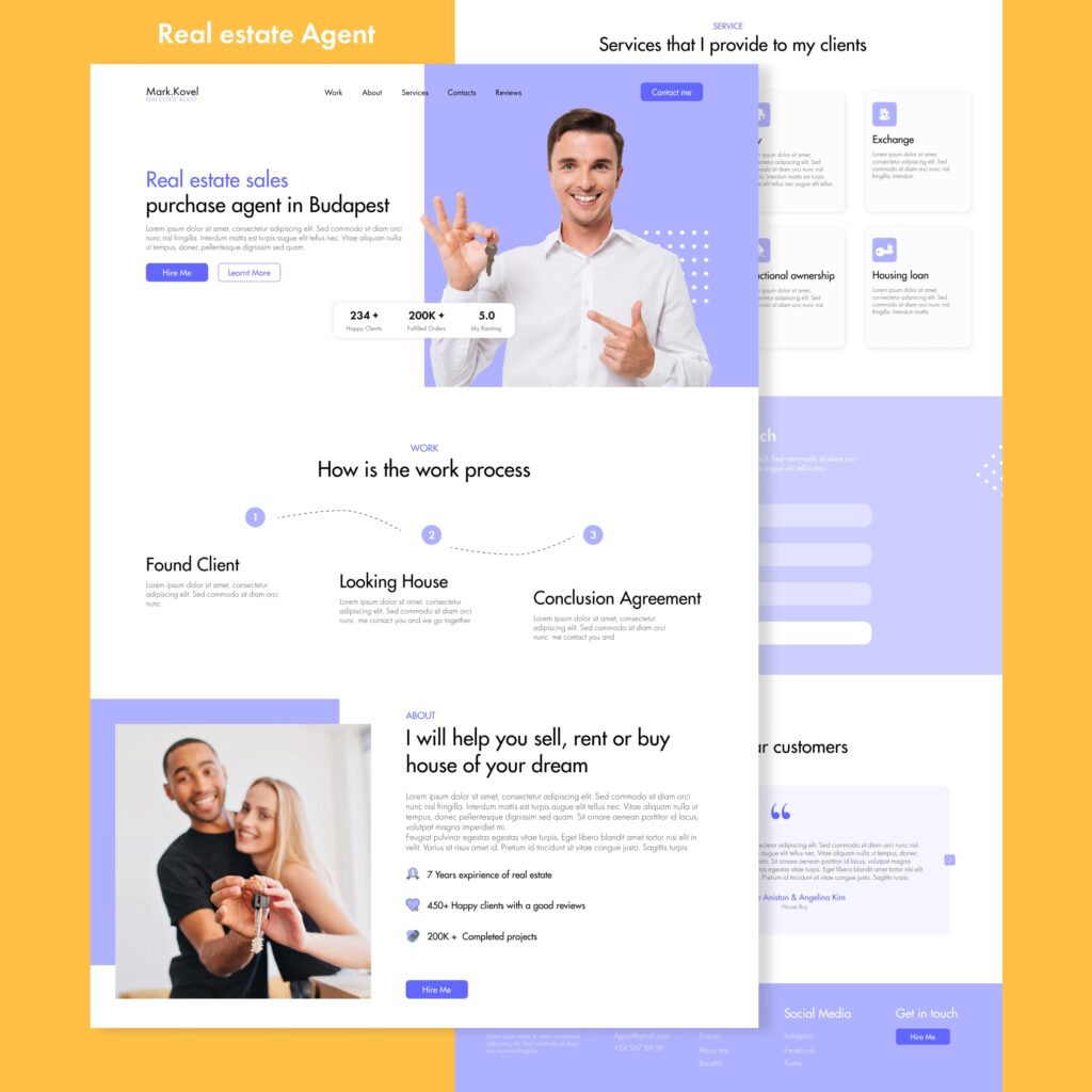 Purple Real Estate Agent Landing Page – MasterBundles