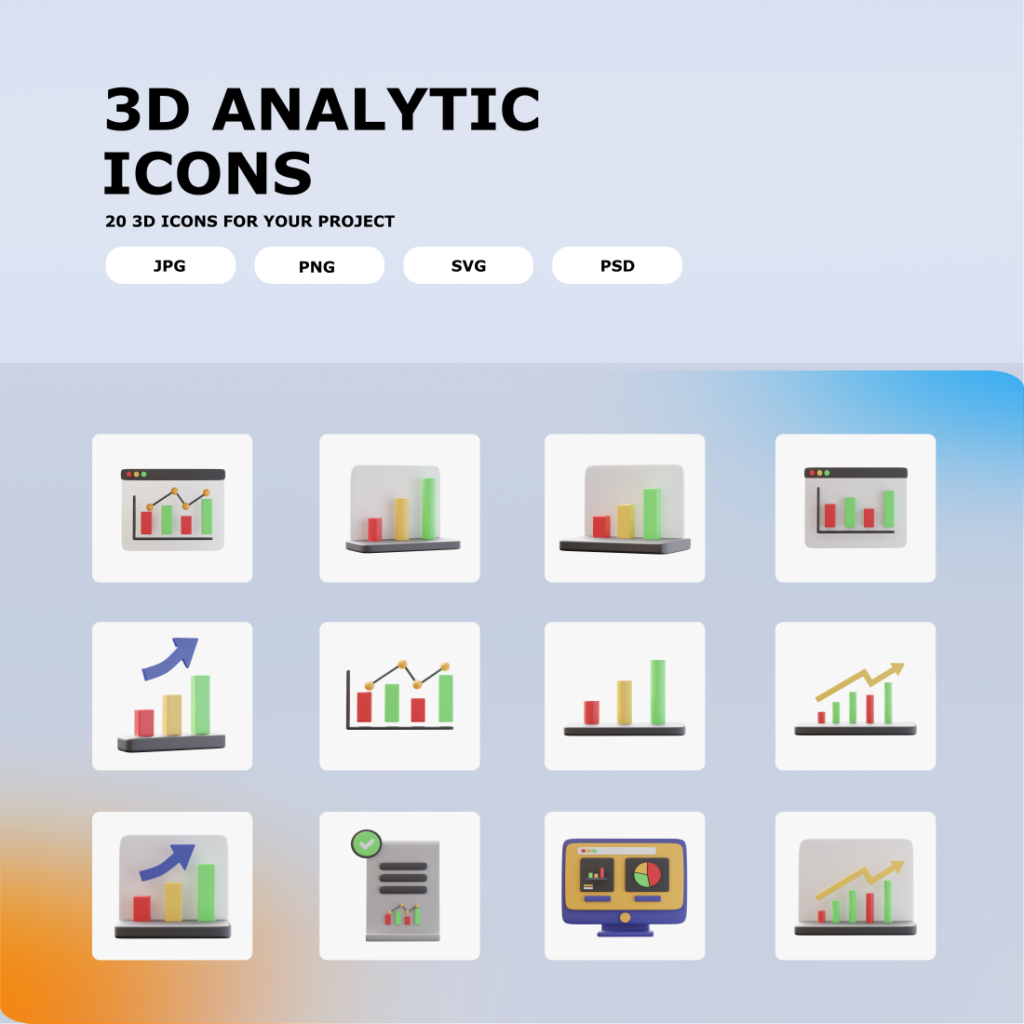 20 3D ANALYTIC ICON FOR YOUR PROJECT- ONLY $20 - MasterBundles