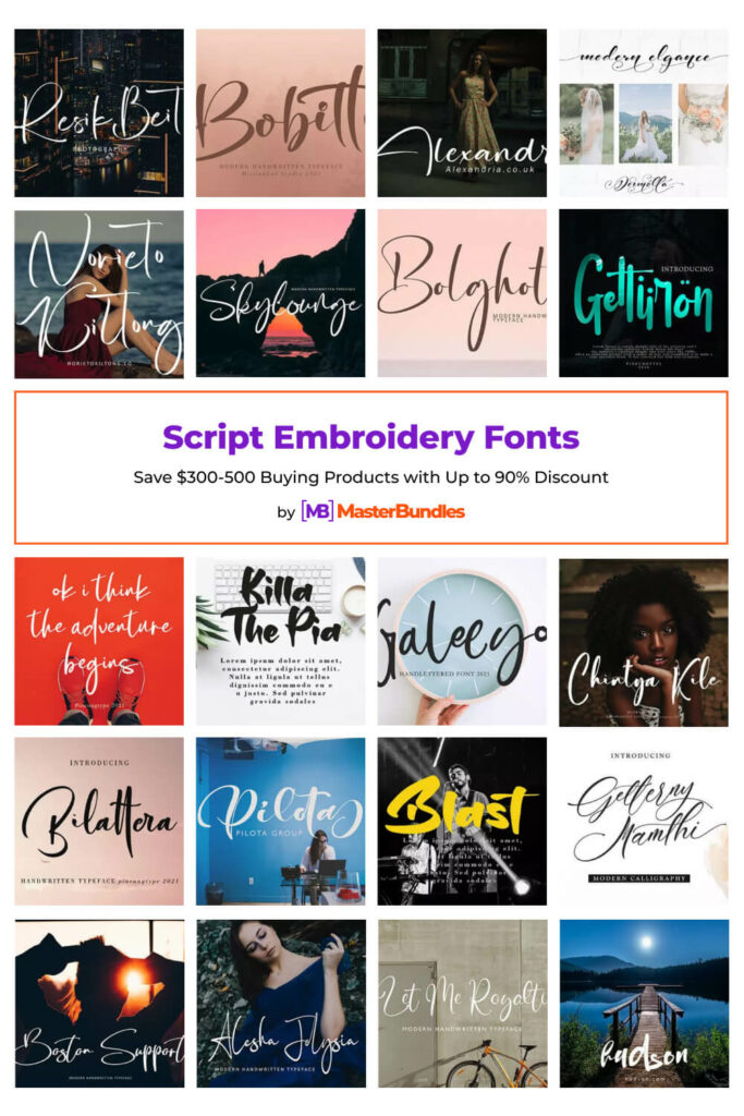 20+ Script Embroidery Fonts 2023 - MasterBundles