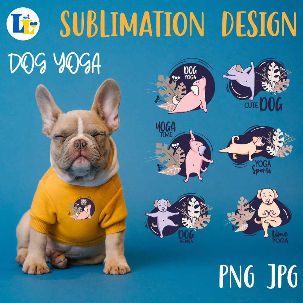 Yoga Time Cute Dog Pets Bundle Sublimation - MasterBundles