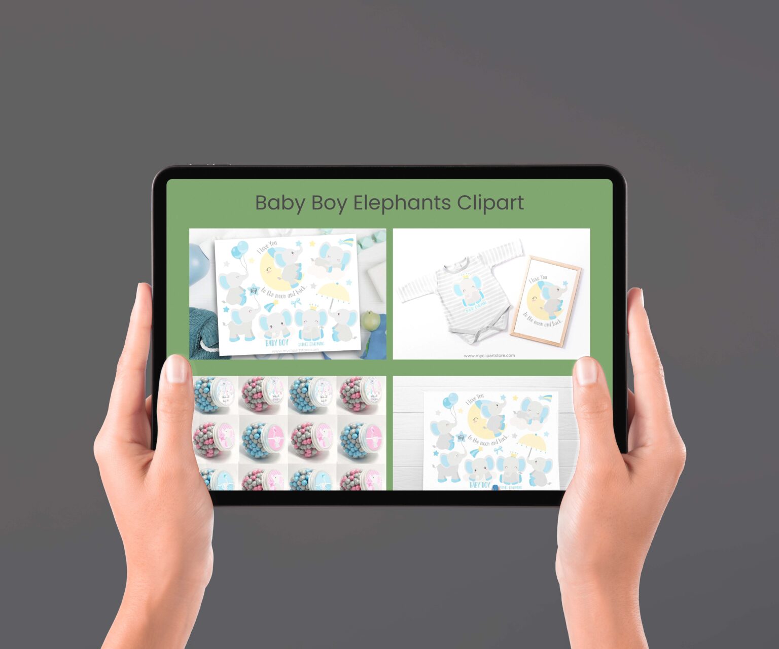 Baby Boy Elephants Clipart + SVG – MasterBundles