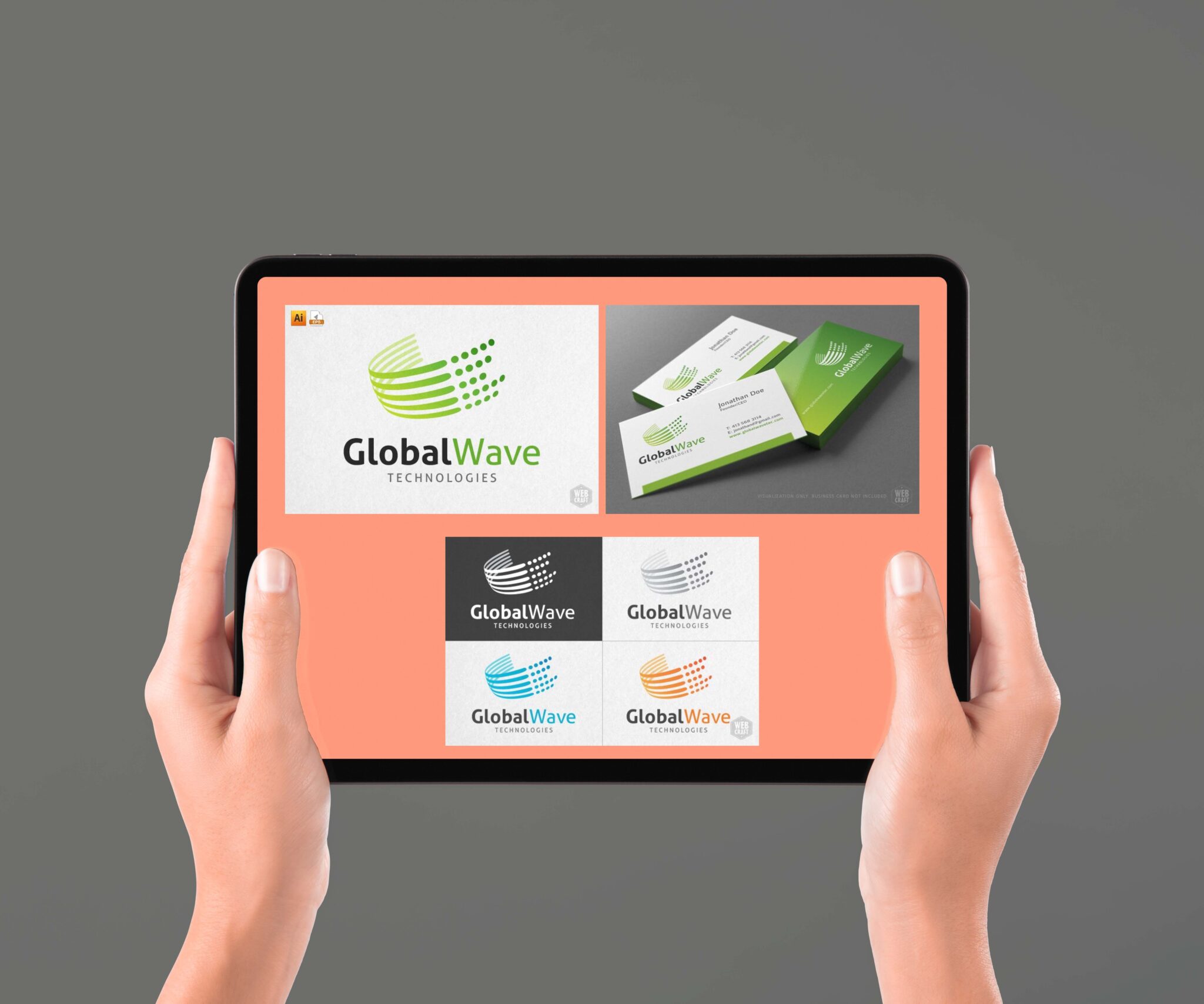 Global Wave Technology Logo Template – MasterBundles