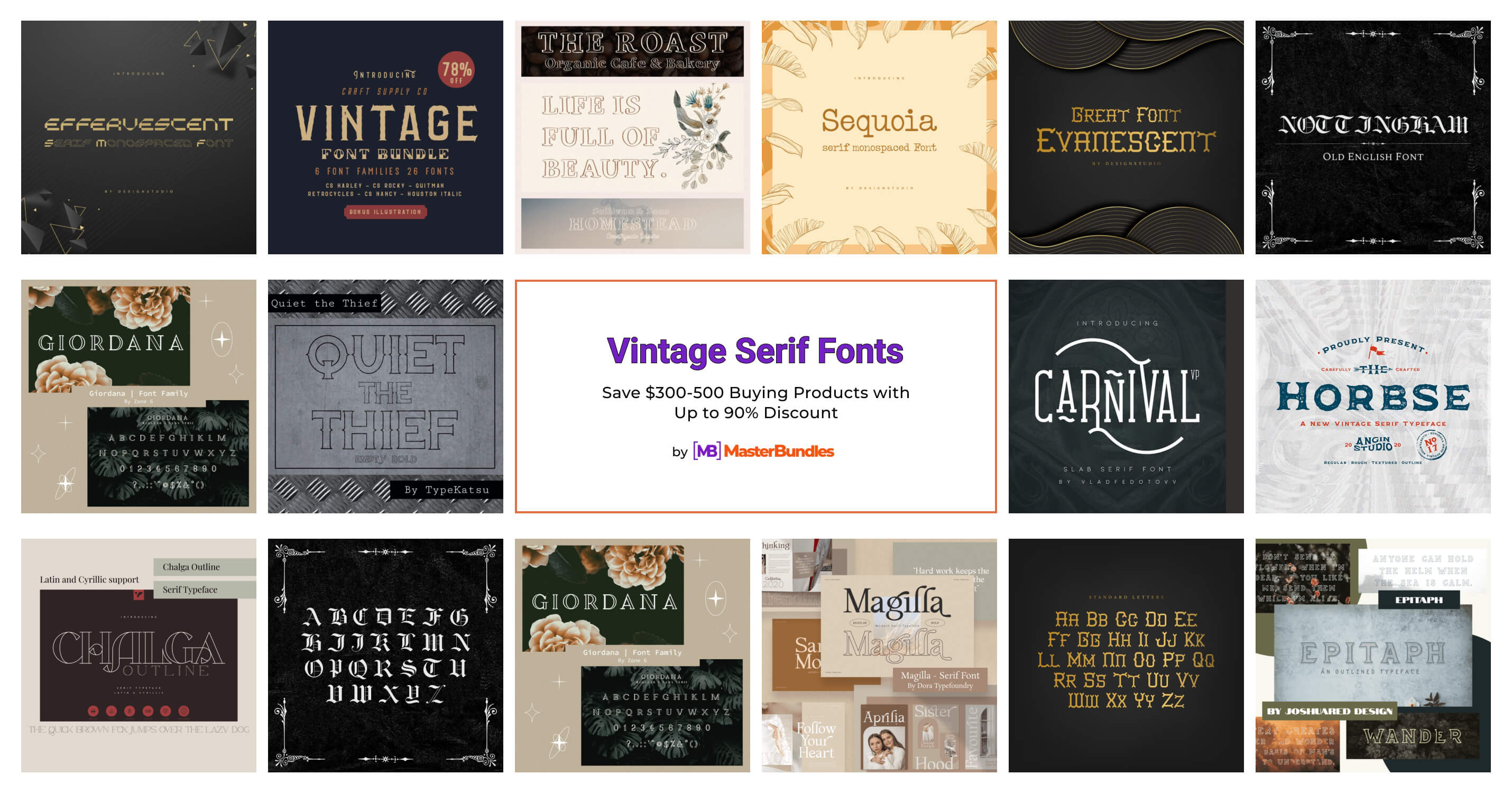 32+ Vintage Serif Fonts 2025 - MasterBundles