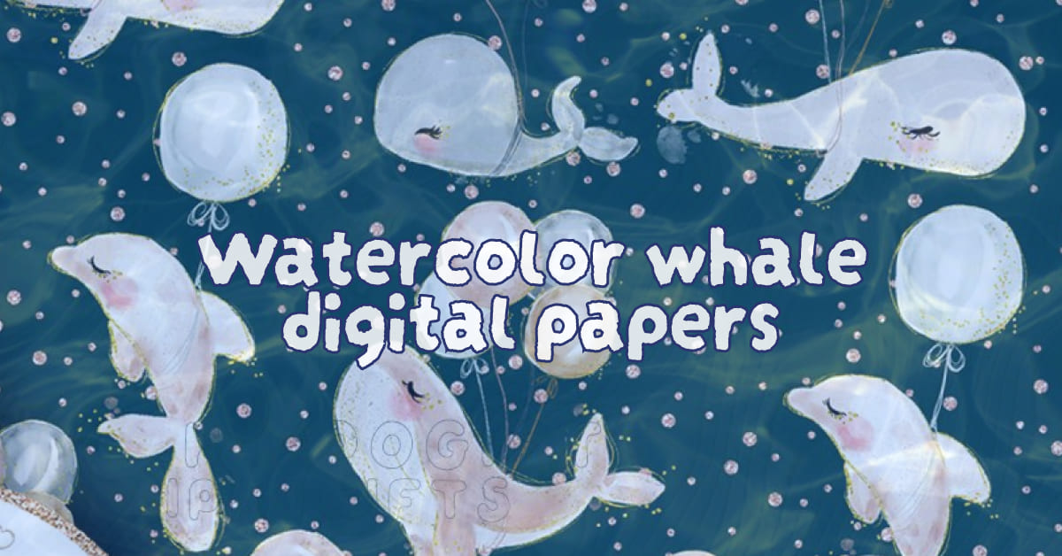 Watercolor Whale Digital Papers – MasterBundles