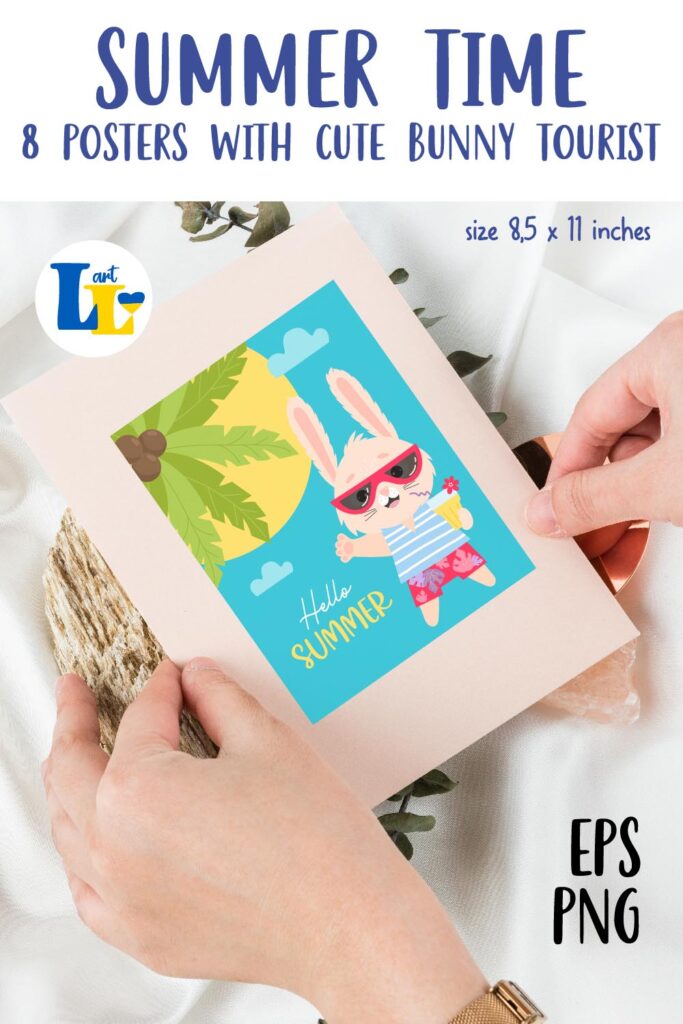 Summer Time Posters Cute Beach Bunny Tourist Masterbundles