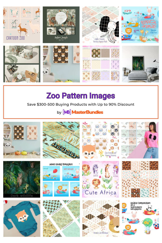 74+ Zoo Pattern Graphic Products for 2024 - MasterBundles
